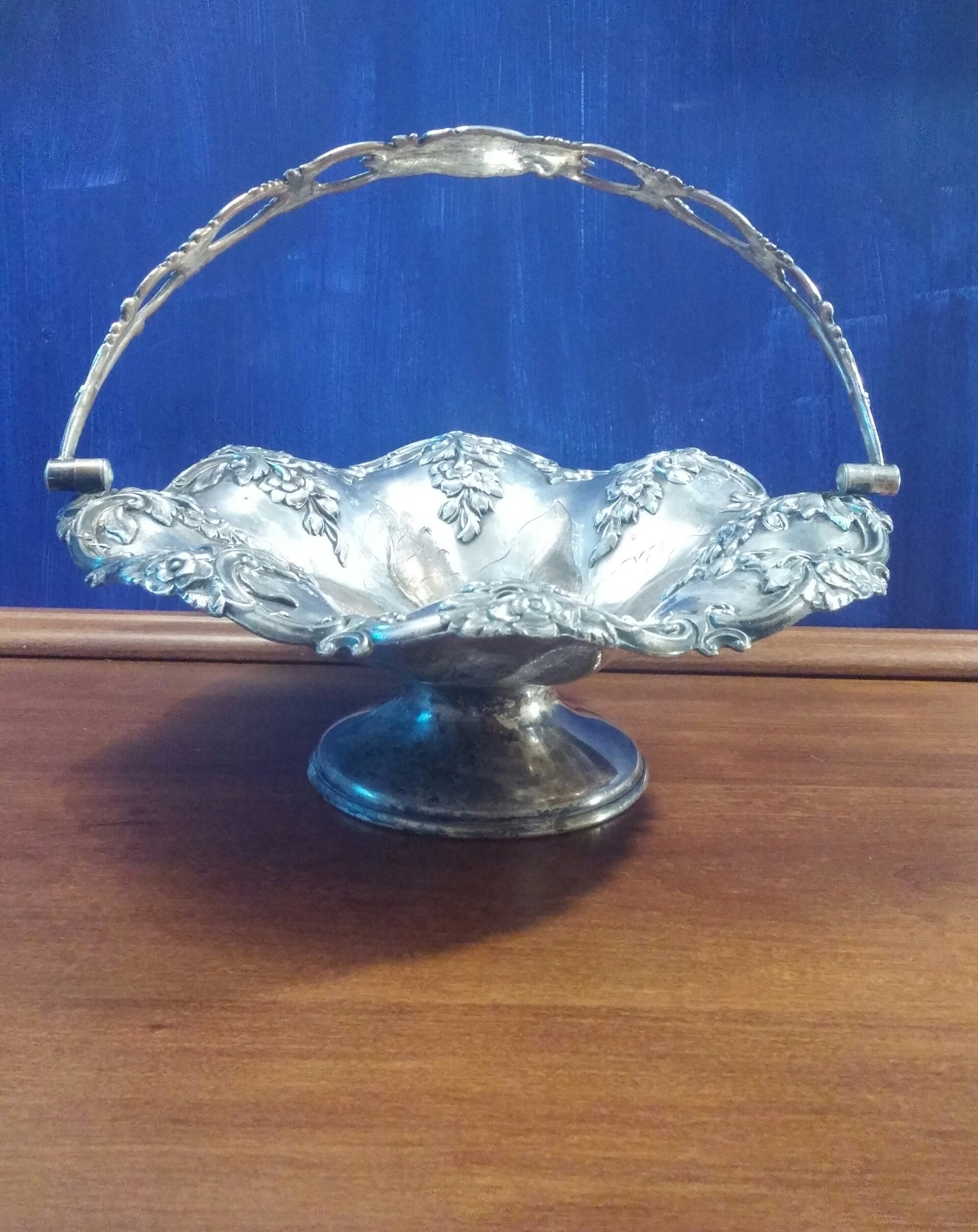 Antique Silver Plated Basket Chased Etched Floral 1880s Victorian Era ...
