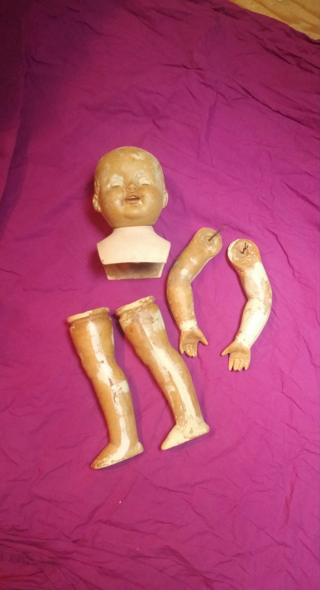 Composite Doll Parts Head Arms Legs Shoulderplate 1950s Mid Century ...