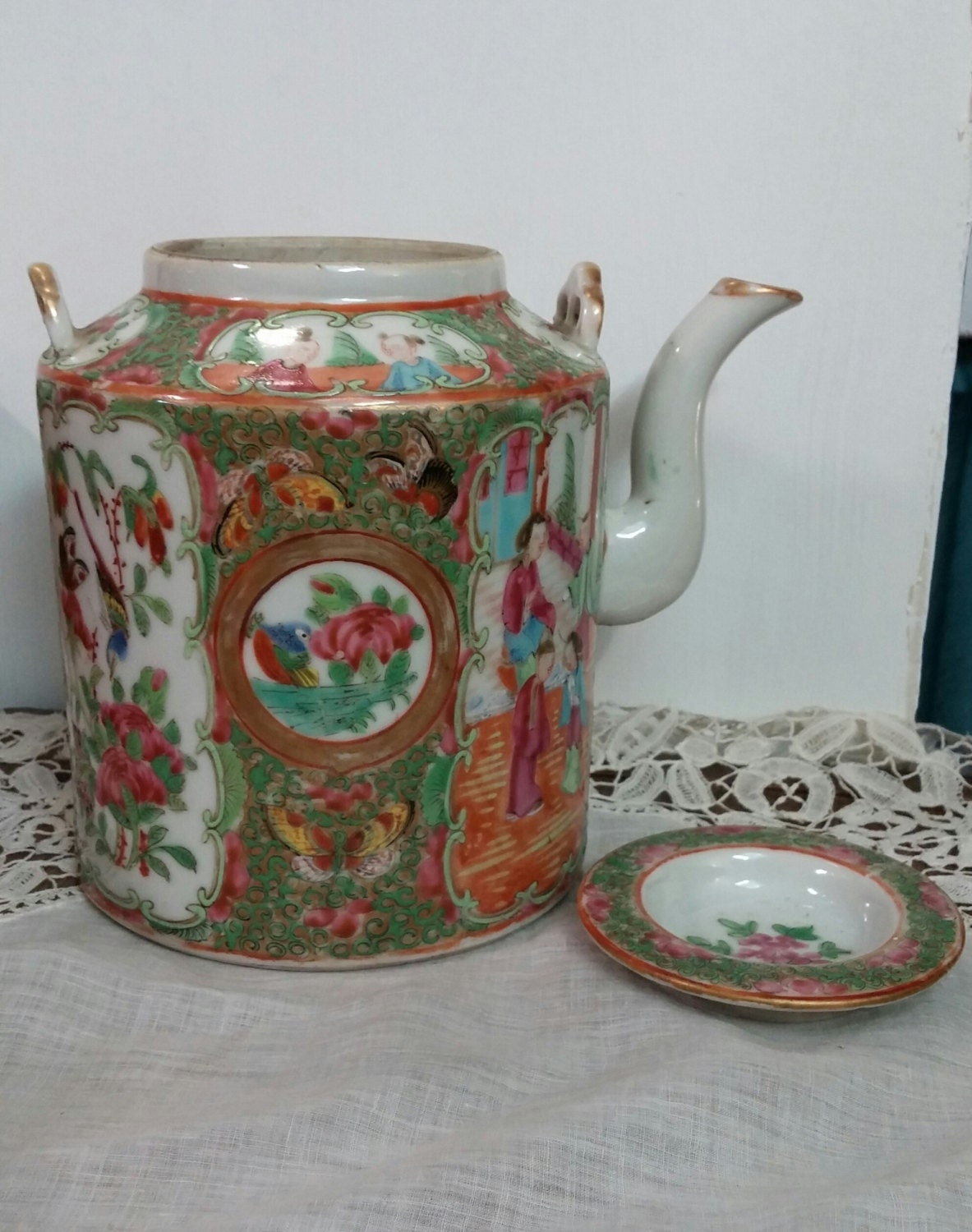 Antique Chinese Coffee Pot Rose Mandarin Mid 1800s Rare China Hand ...