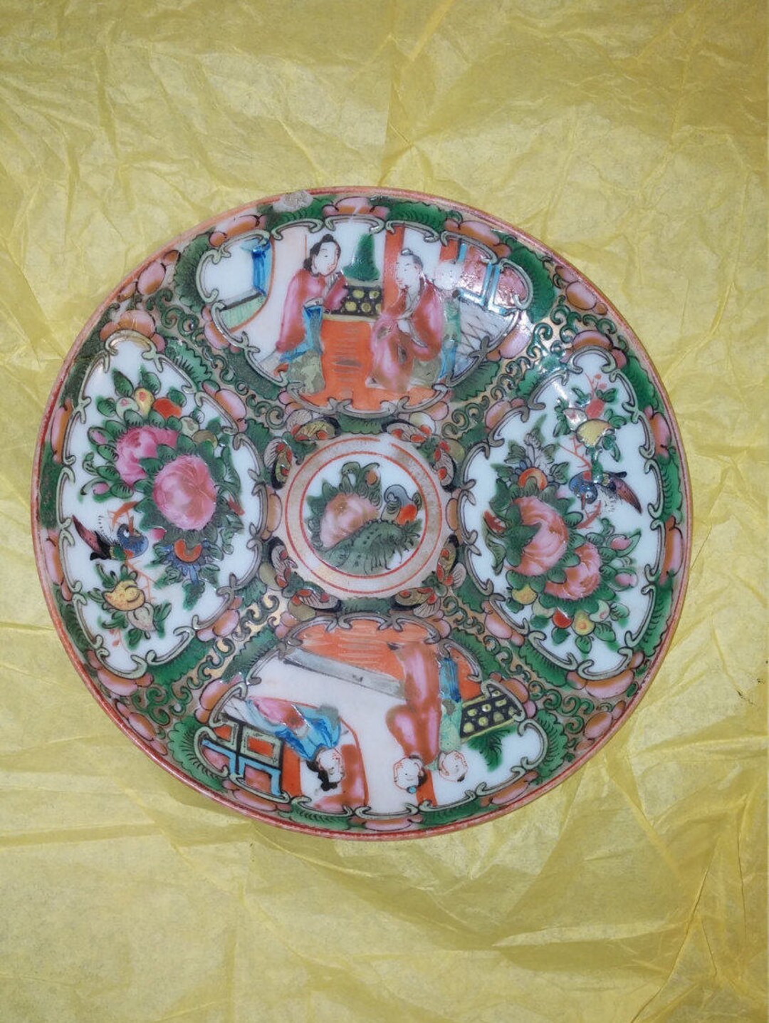 Antique Chinese Porcelain Saucer Rose Mandarin Asian Victorian - Etsy