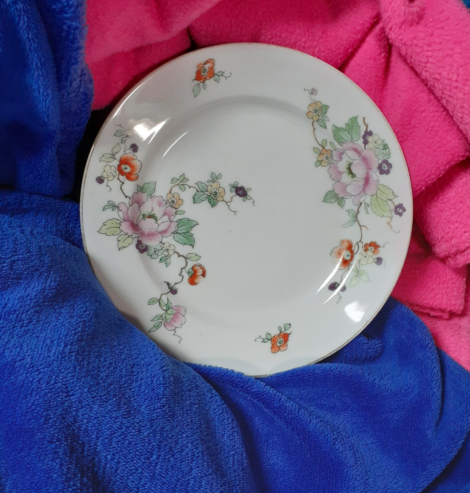 Vintage German China Bread Plates Matching Pair Floral Gold | Etsy