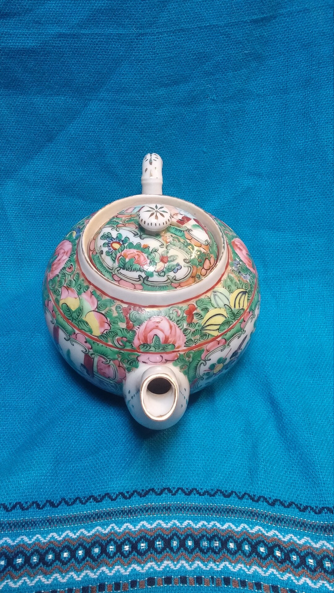 Antique Chinese Teapot Rose Mandarin 1800s Hand Painted Asian Porcelain ...
