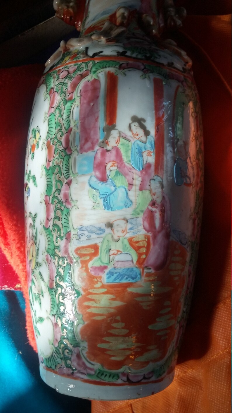 Antique Chinese Vase Rose Mandarin Hand Painted Porcelain | Etsy