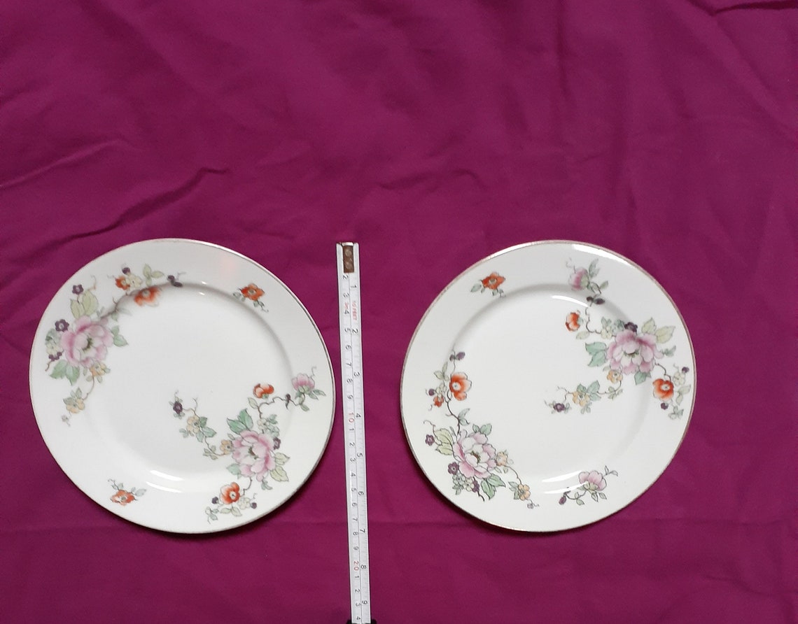 Vintage German China Bread Plates Matching Pair Floral Gold | Etsy