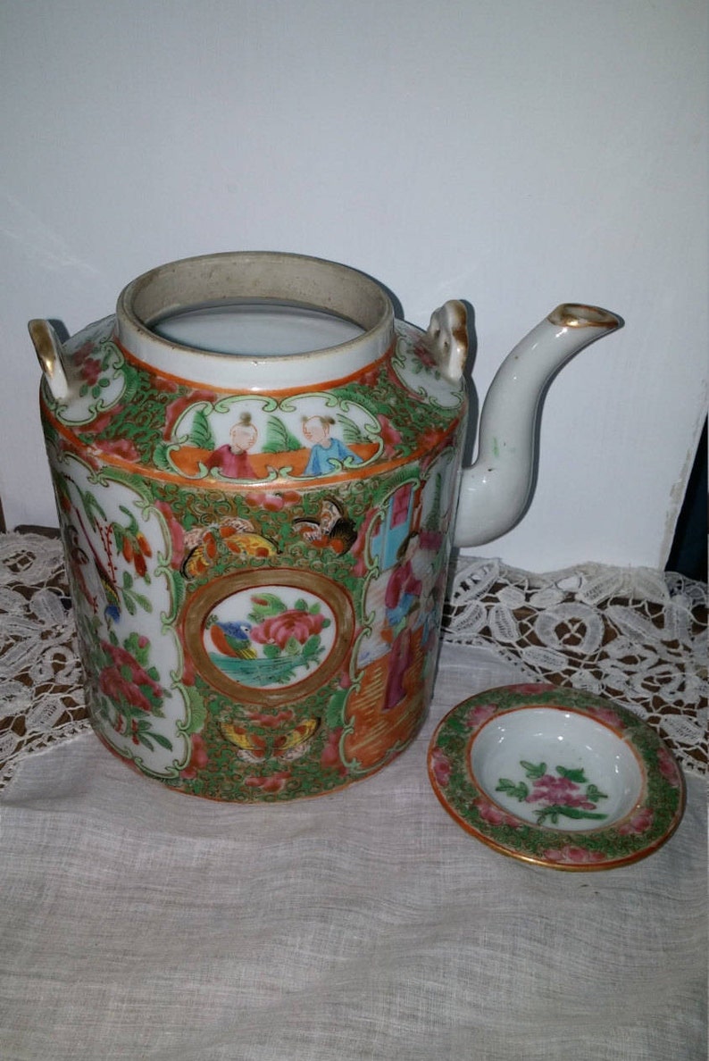 Antique Chinese Coffee Pot Rose Mandarin Mid 1800s Rare China Hand ...