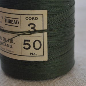 1 Spool of Campbell's Irish Linen Dark Green Thread 3 Cord No 50, 1980s ...