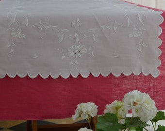 Antique ~ Irish White Linen ~ Oblong Table Runner ~ Handmade ...