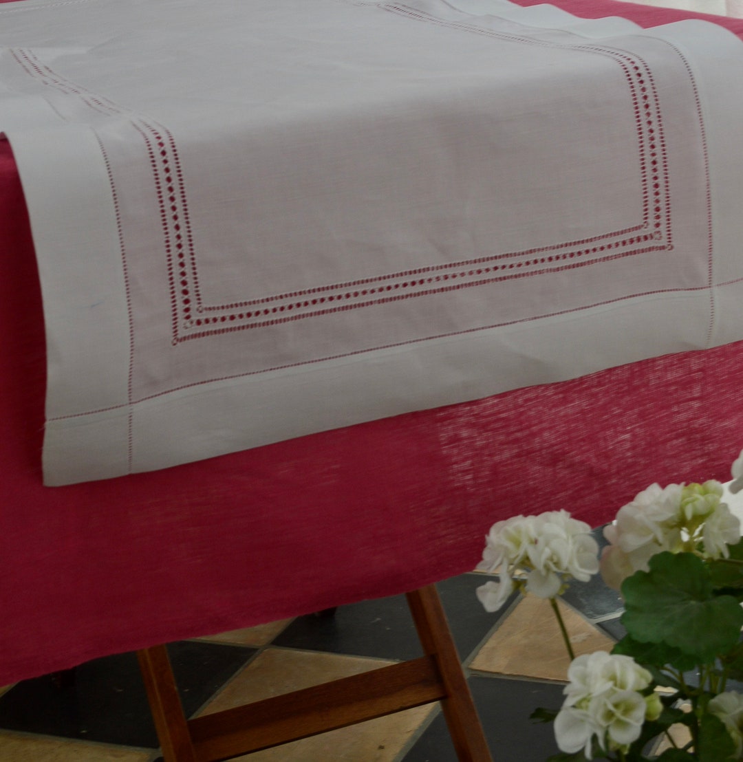 Irish Linen Drawn Threadwork Table Runner 45 X 20 Inches From the 1950s ...