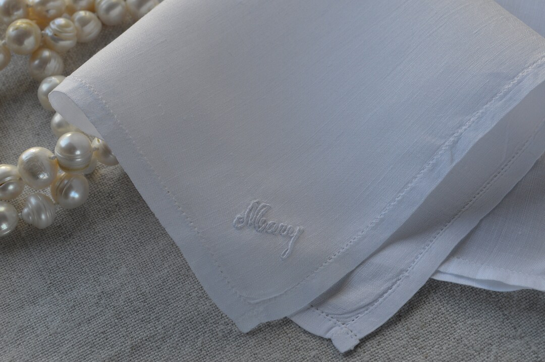 Irish Linen Handkerchief Hand Embroidered With Name Mary - Etsy