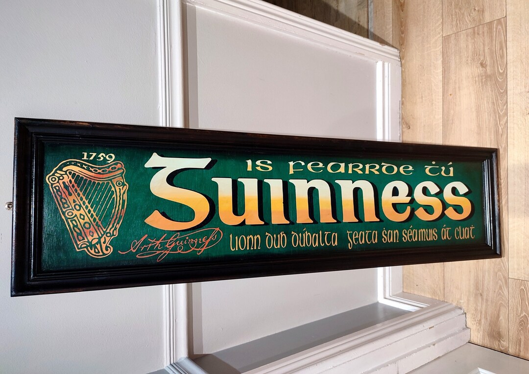 Hand Painted Irish Pub Signage "guinness" Vintage Gaelic - Etsy