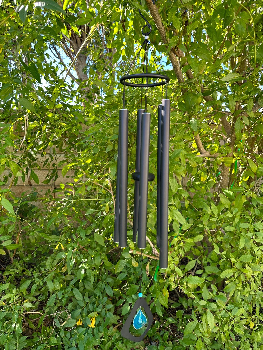 Black Wind Chime, Turquoise Agate Suncatcher, 42 Inch - Etsy