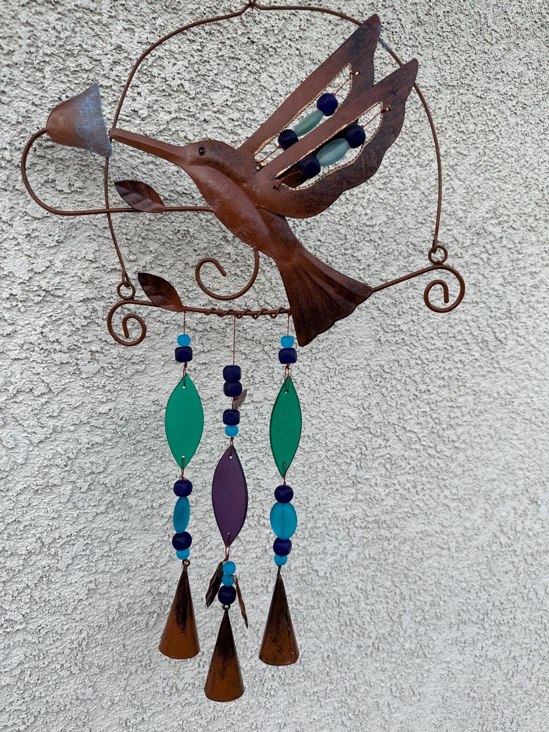 Hummingbird Wind Chime Bells Glass Beads USPS Priority Shipping is Free ...