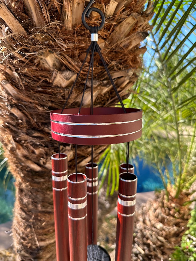 Wind Chime Etched Metal Deep Red Burgundy, Garden Decor (40 Inch) - Etsy