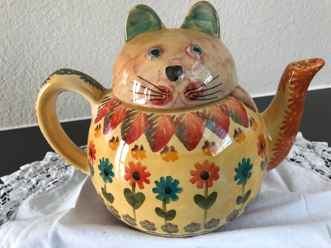 CAT Teapot Italica Ars Italian Handmade Vintage Studio Pottery Made in ...