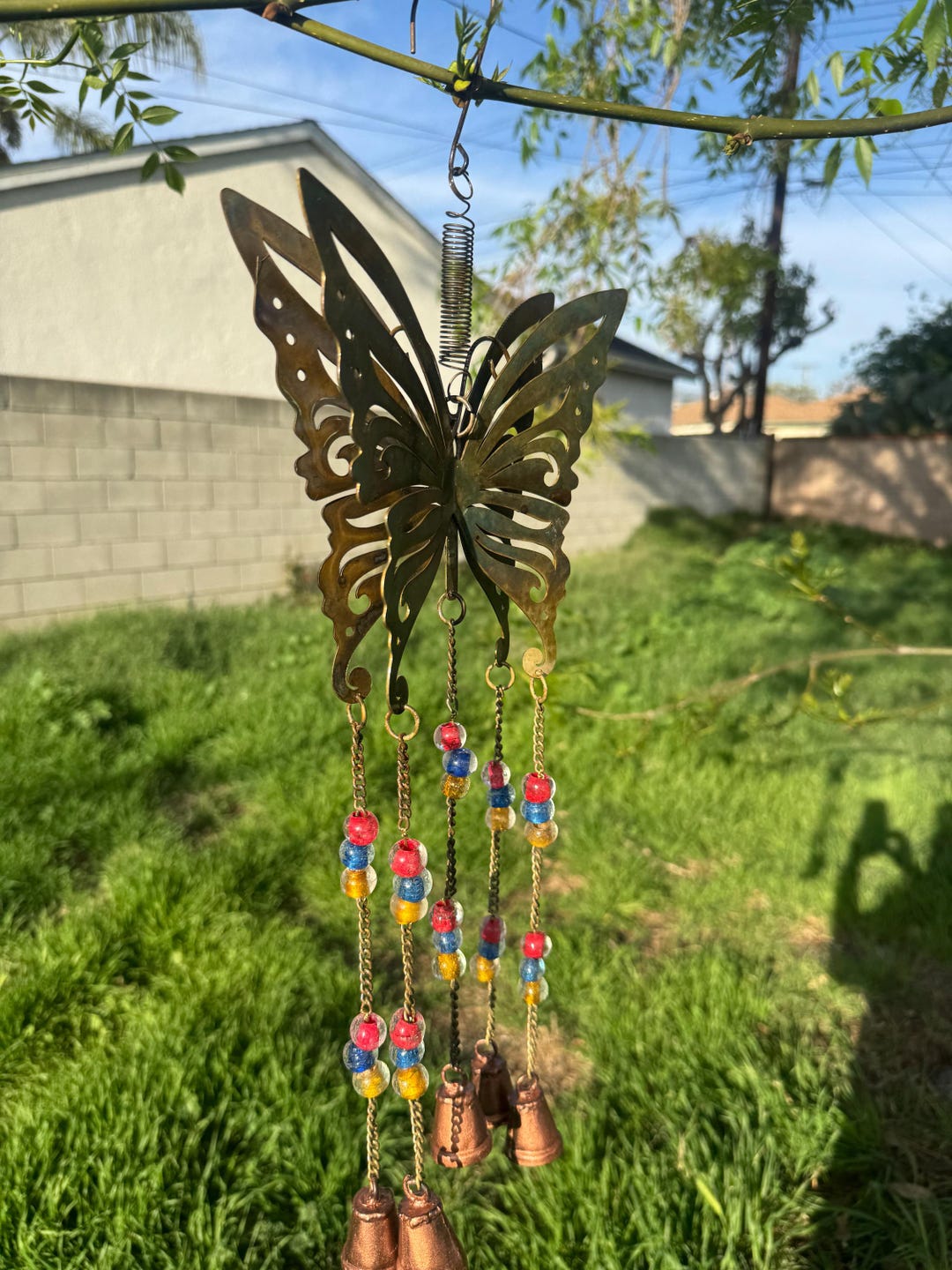 Butterfly Garden Chime Bells, Rainbow Glass Beads, Upcycle Art - Etsy