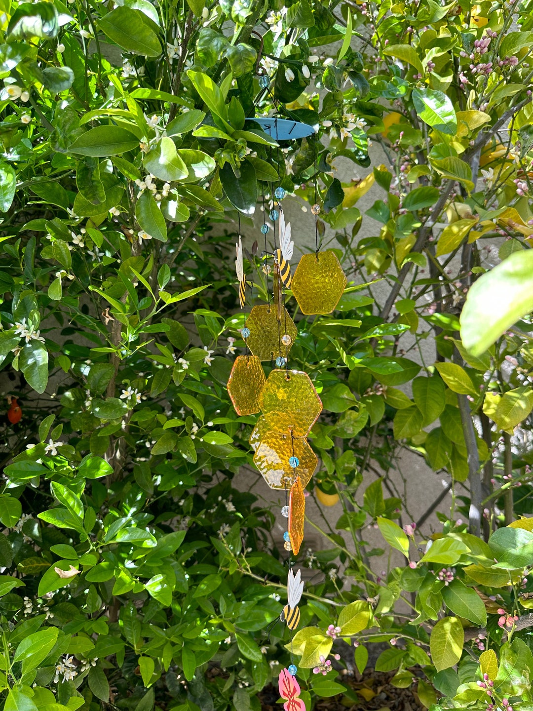 Wind Chime Queen Bee, Glass, Metal & Note Card, Honey Bee, for Grandma ...