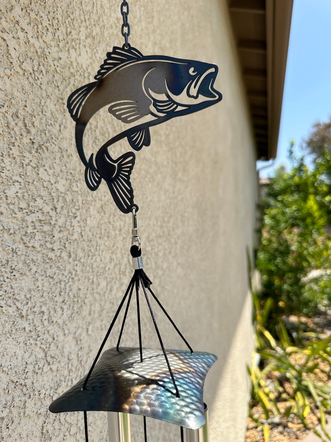 Bass Fish Wind Chime: Metal Garden Decor, Campsite Chime - Etsy