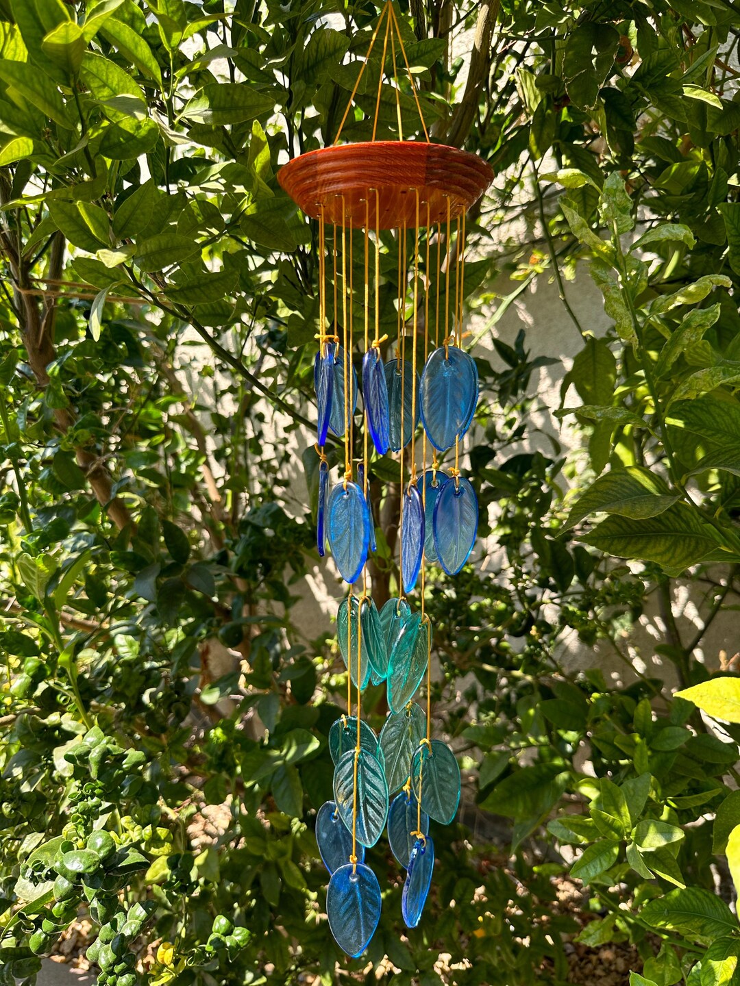 Coastal Glass Leaves Wind Chime, Beach Sea USPS Priority Shipping is ...