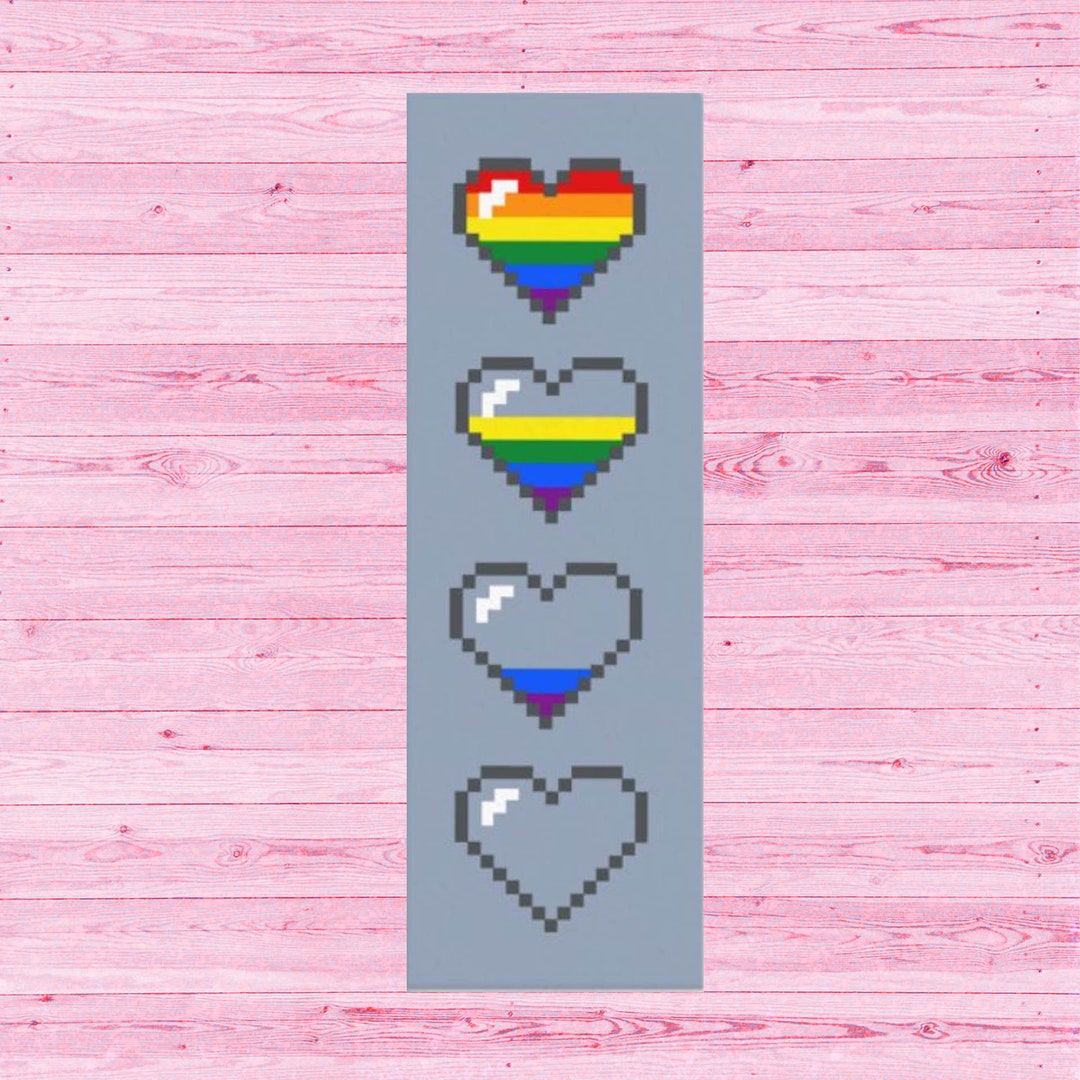 LGBTQ Pixel Heart Bookmarks, Pride Bookmarks, LGBTQ Pride Flag ...