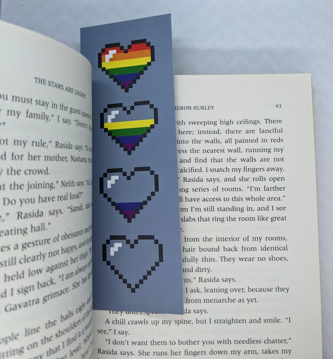 LGBTQ Pixel Heart Bookmarks, Pride Bookmarks, LGBTQ Pride Flag ...