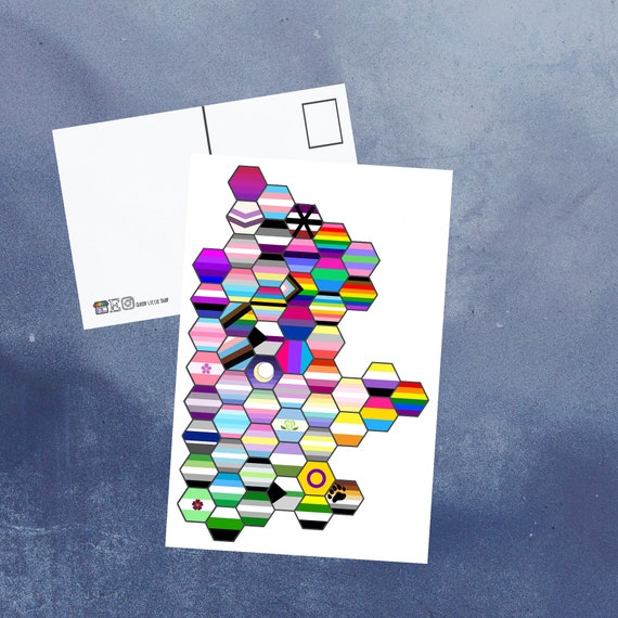 Pixel Art Postcard LGBT Postcard Space Pride Flag Postcard LGBTQ Pride ...