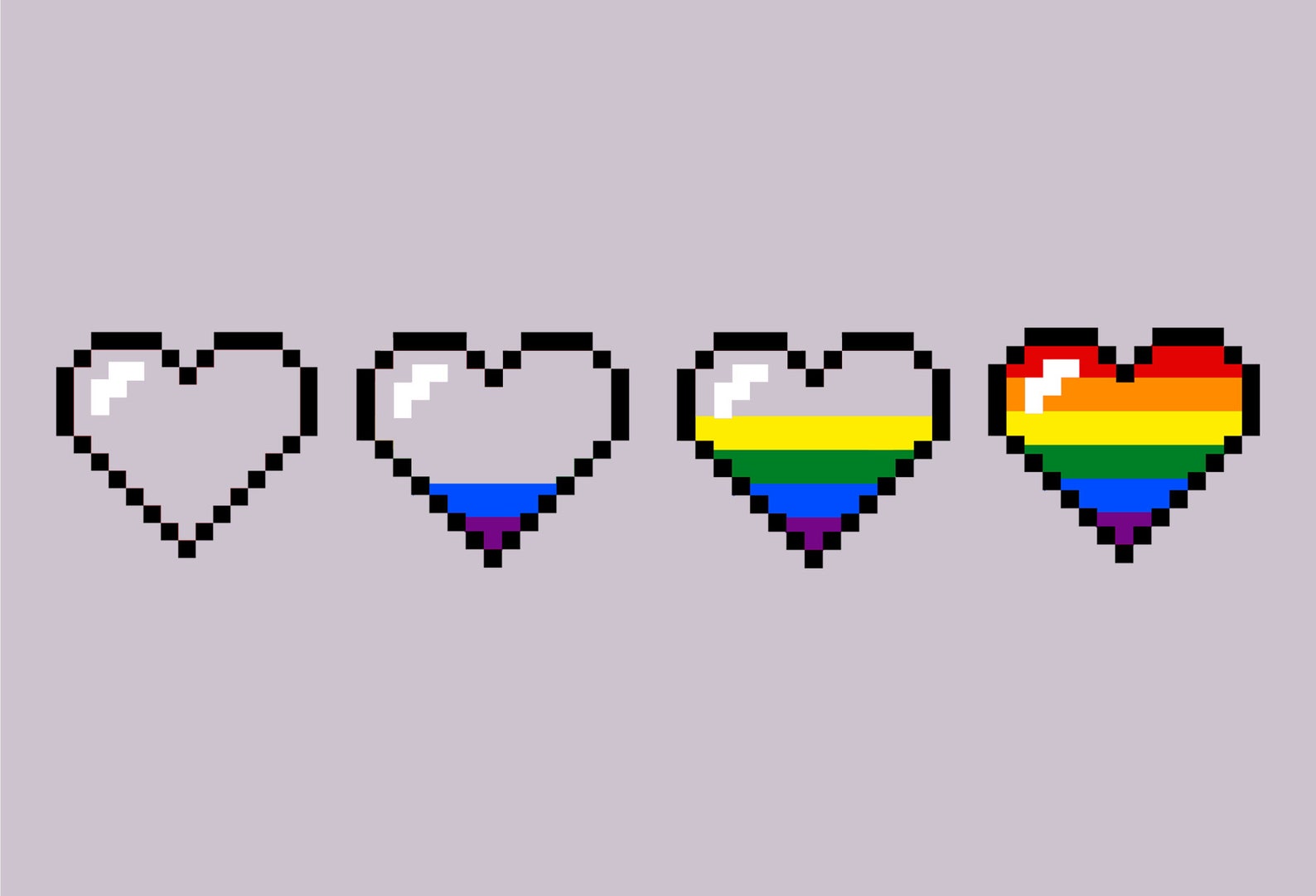 LGBTQ Pride Flags Pixel Hearts Postcard LGBT Postcard Pride | Etsy