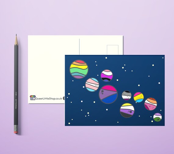 Pixel Art Postcard LGBT Postcard Space Pride Flag Postcard LGBTQ Pride ...