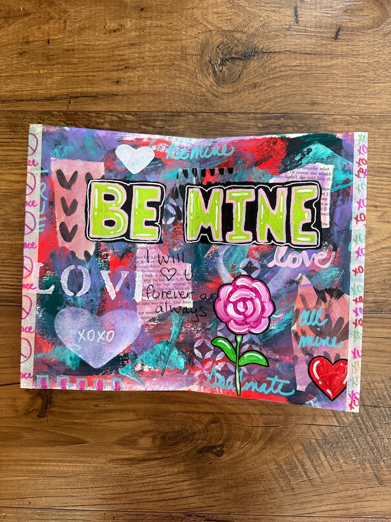 Graffiti-style Valentine Card – Hand-painted Acrylic Mixed Media Art, 9 ...