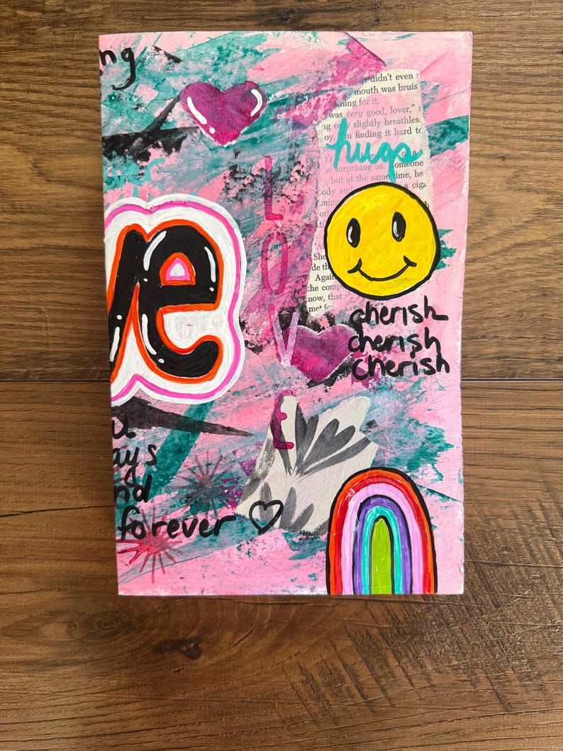 Graffiti-style Valentine Card – Hand-painted Acrylic Mixed Media Art, 9 ...