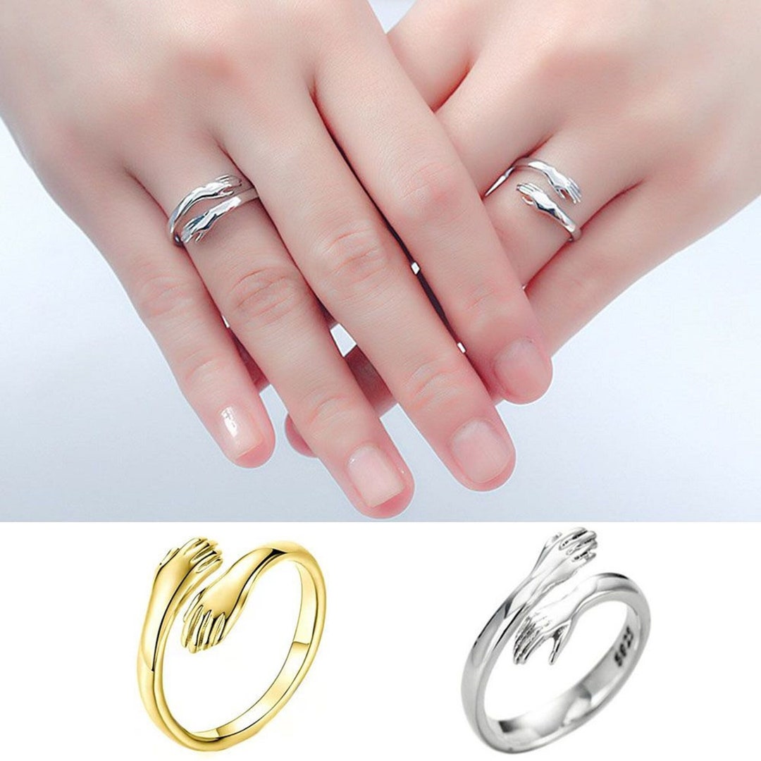 Simple Hands Hug Ring Opening Adjustable Jewelry, Couple Ring, Love ...