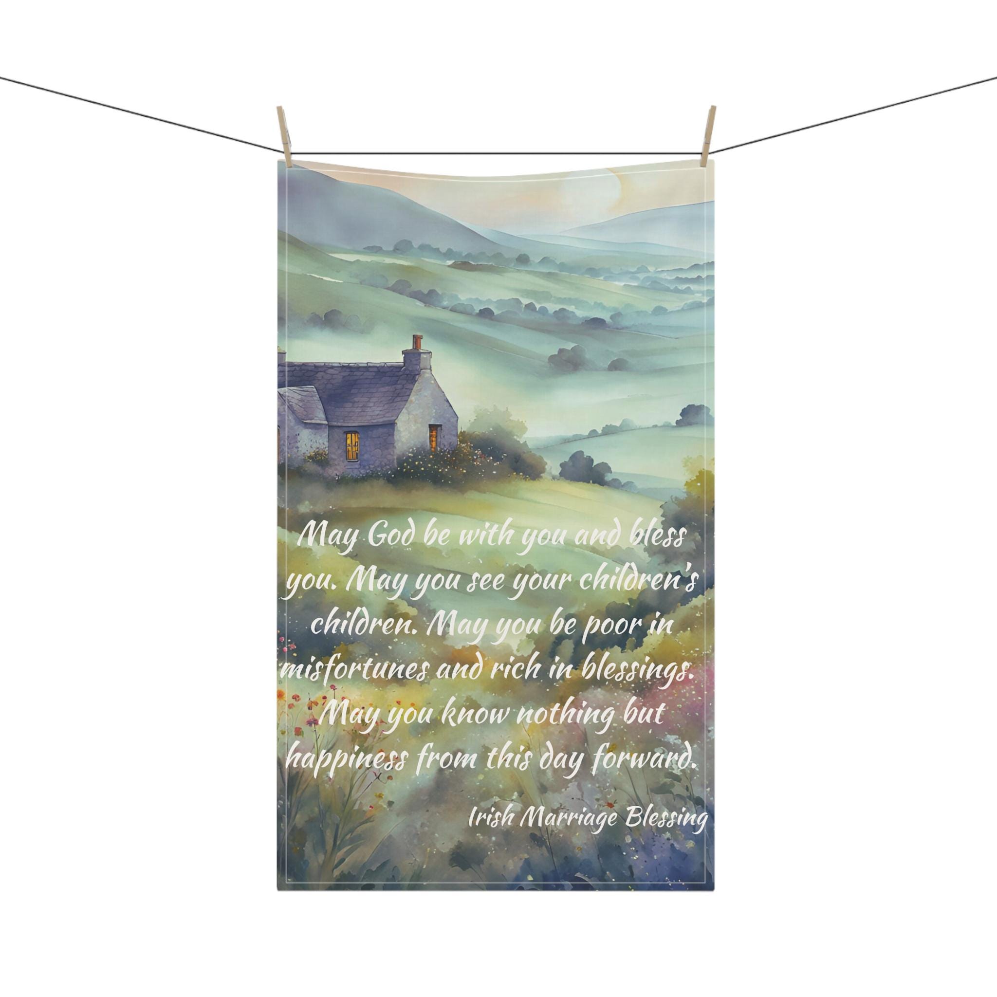Irish Marriage Blessing Tea Towels, Inspirational Cotton Kitchen Towels ...