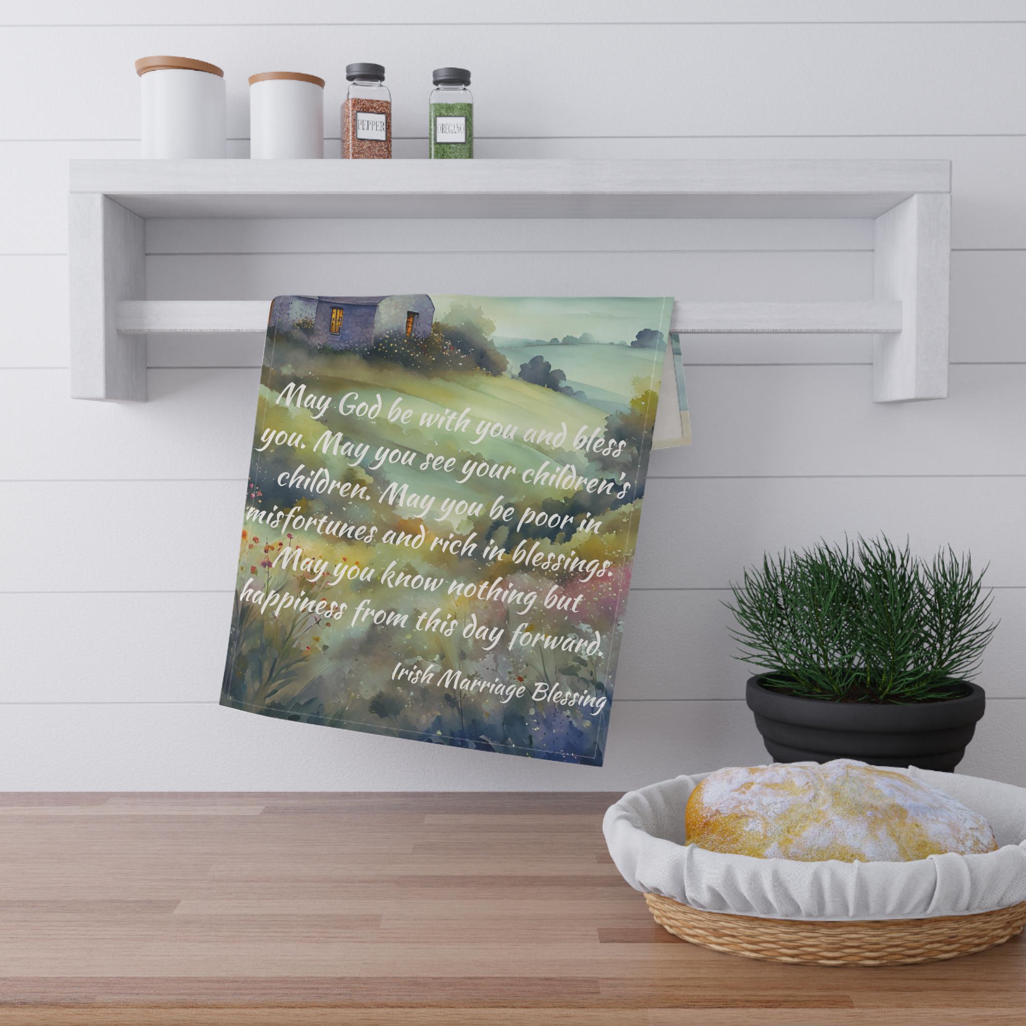 Irish Marriage Blessing Tea Towels, Inspirational Cotton Kitchen Towels ...