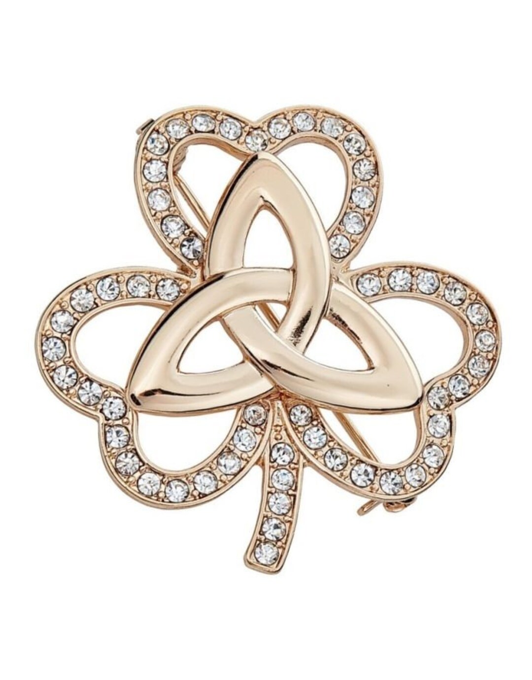 Gold Shamrock Brooch - CZ Golld Plated Shamrock Pin - Etsy
