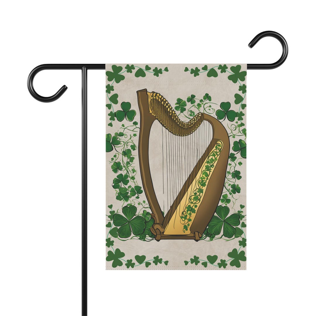 Irish Harp Garden Banner, St. Patrick's Day Decoration, Outdoor Flag ...