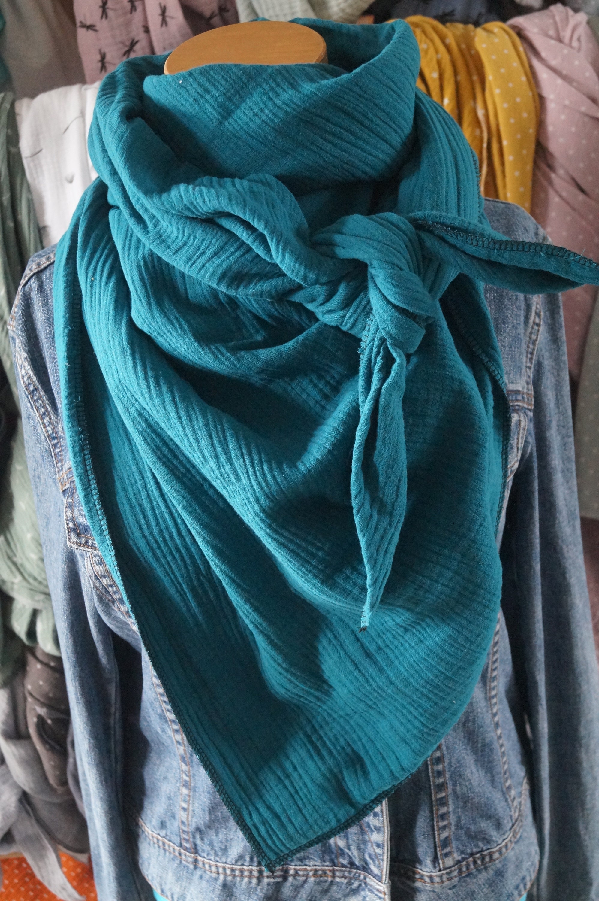 Neu***XXL Dreieckstuch Musselin Tuch uni petrol - Etsy.de