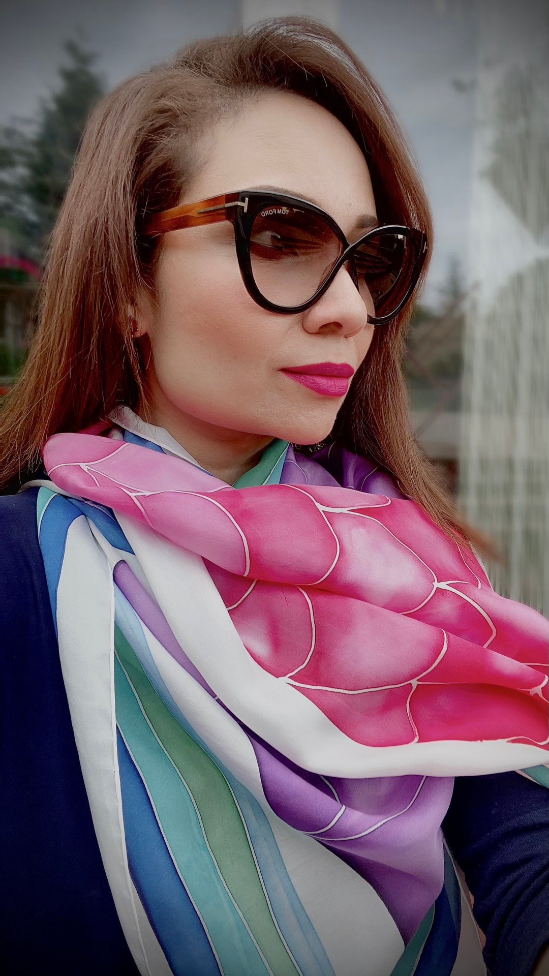Scallops, Silk Scarf, Gift for Her, One of a Kind, Handpainted,spring ...
