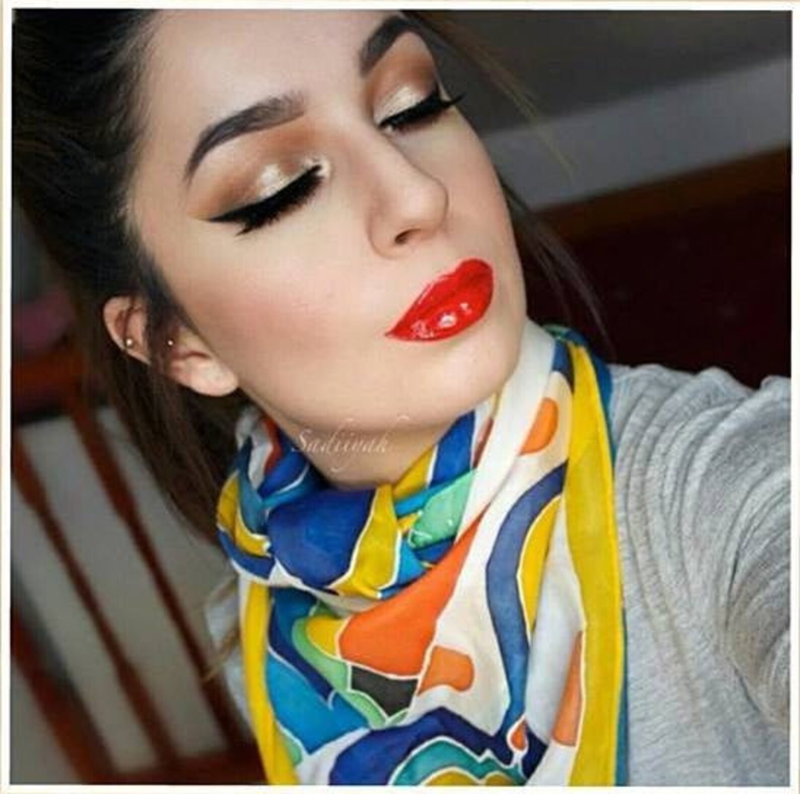 Mediterranean Colours Moroccan Tile Design Silk Scarf | Etsy