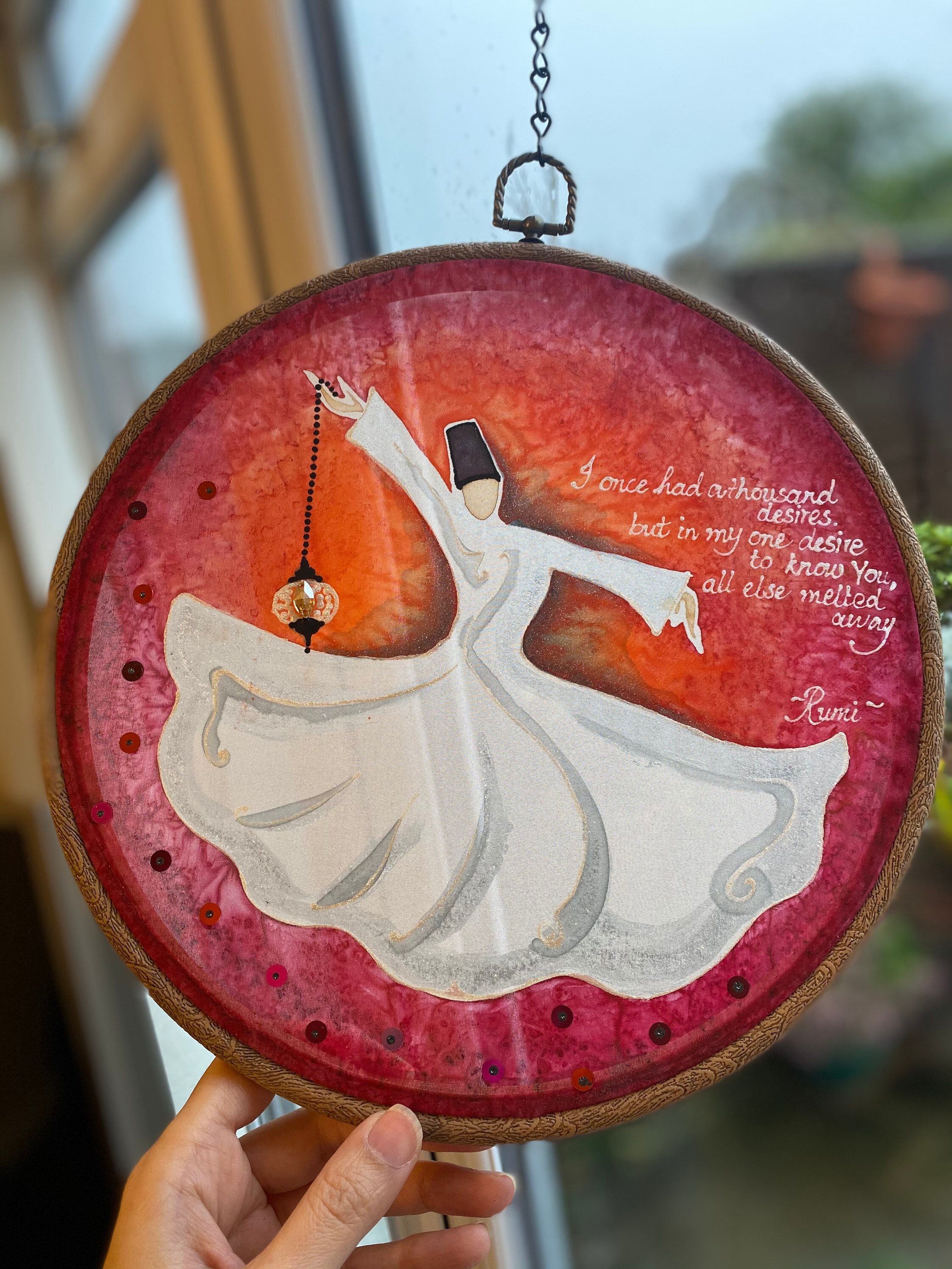 White Whirling Dervish, Ruby Red, Silk Suncatcher,rumi, Rumi Quote ...