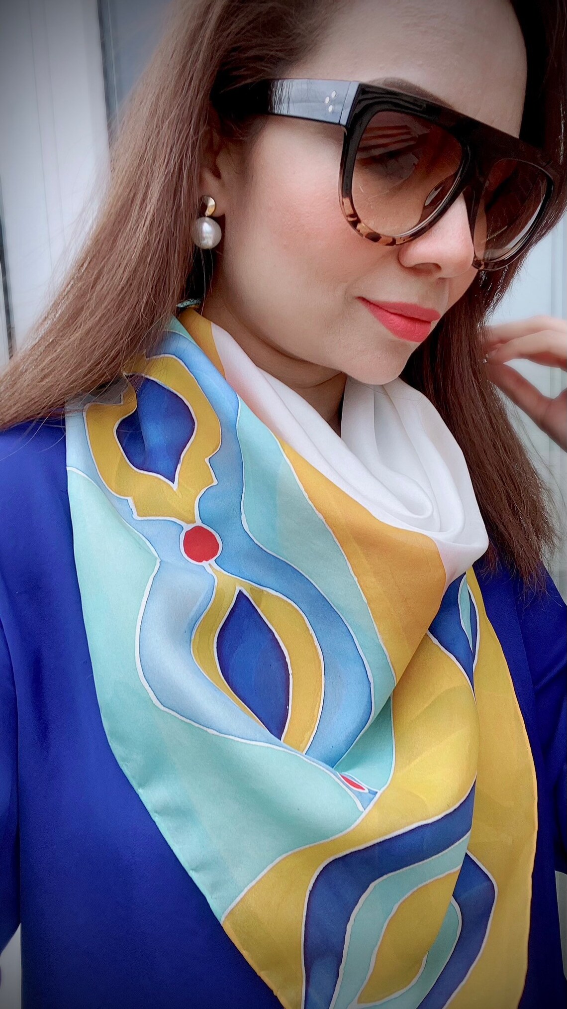 Mediterranean Colours Moroccan Tile Design Silk Scarf | Etsy