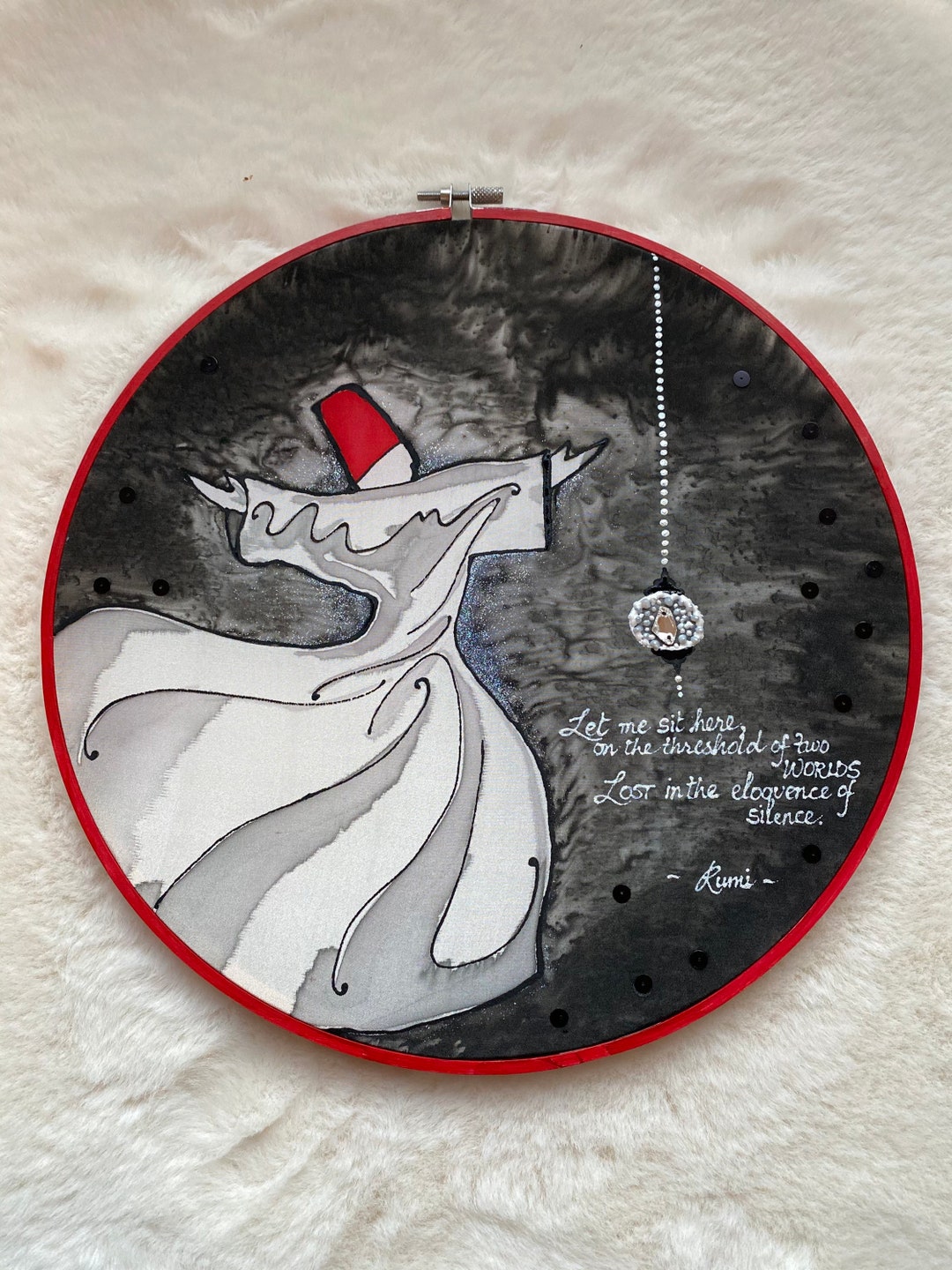 Black,white & Red Whirling Dervish,sun Catcher,one of a Kind,gift for ...