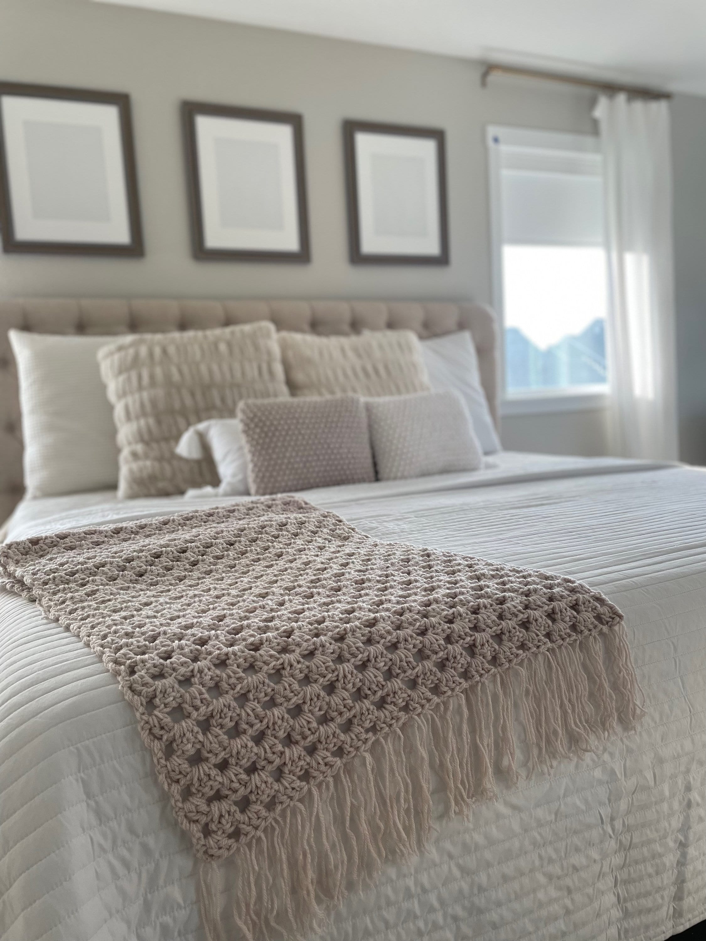 Handmade Crochet Bed Scarf/runner & Bobble Pillow Set - Etsy