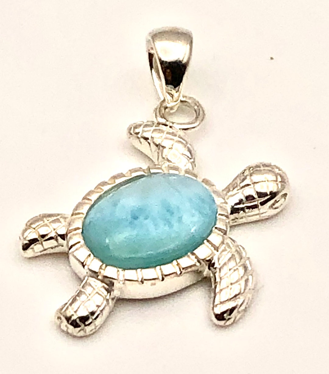 Turtles Pendant Larimar Stone - Etsy