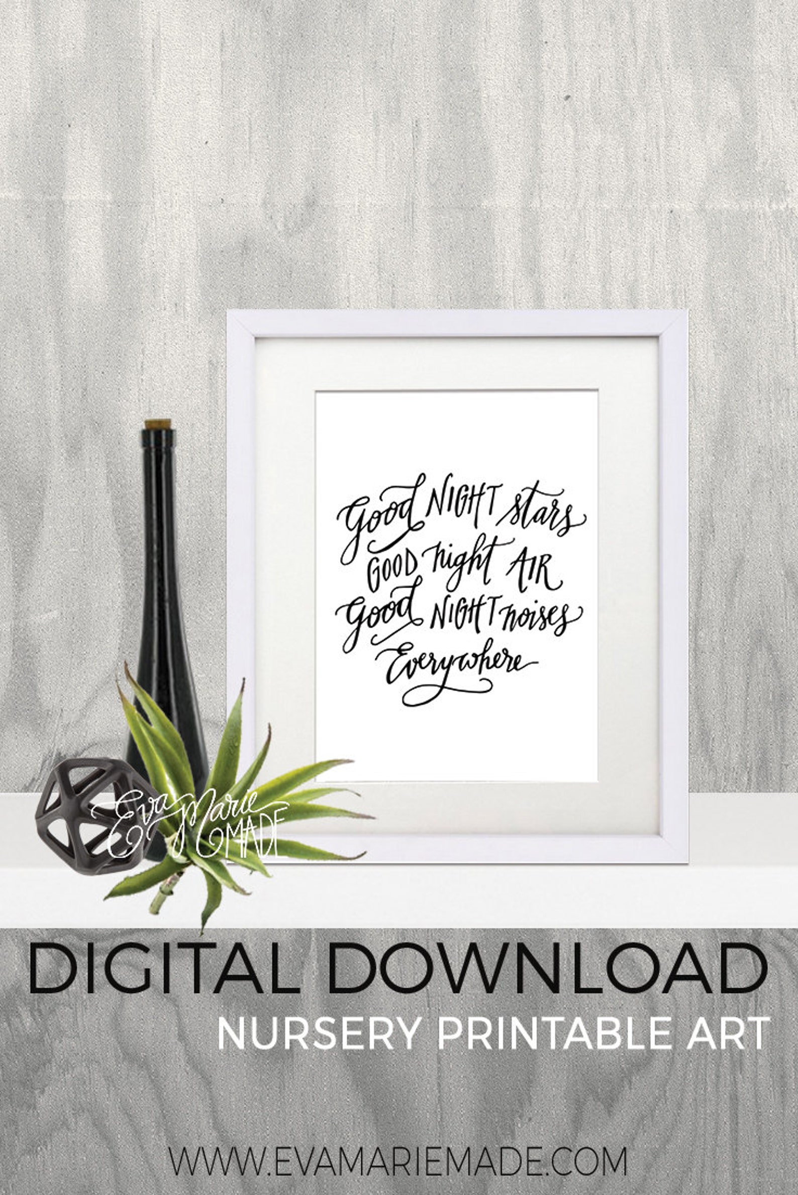 Nursery Printable Art Good Night Moon Black and White Art - Etsy