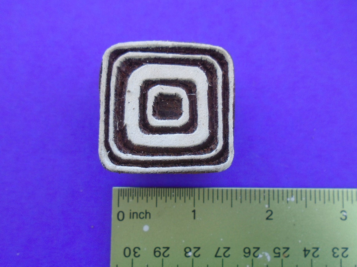 Square Geometric Wood Stamp Organic Hand Carved Fabric Textile Pottery ...