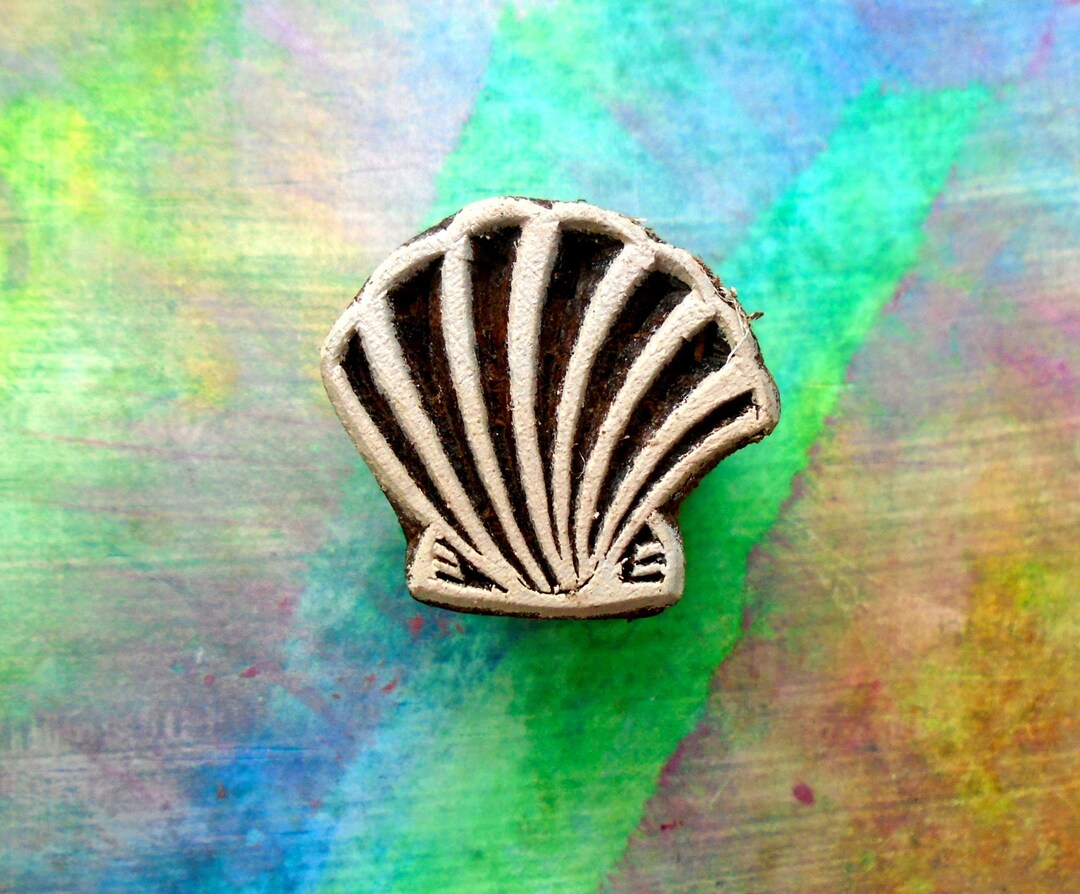 Seashell Wood Stamp Hand Carved Scalloped Shell Fabric Textile Pottery ...