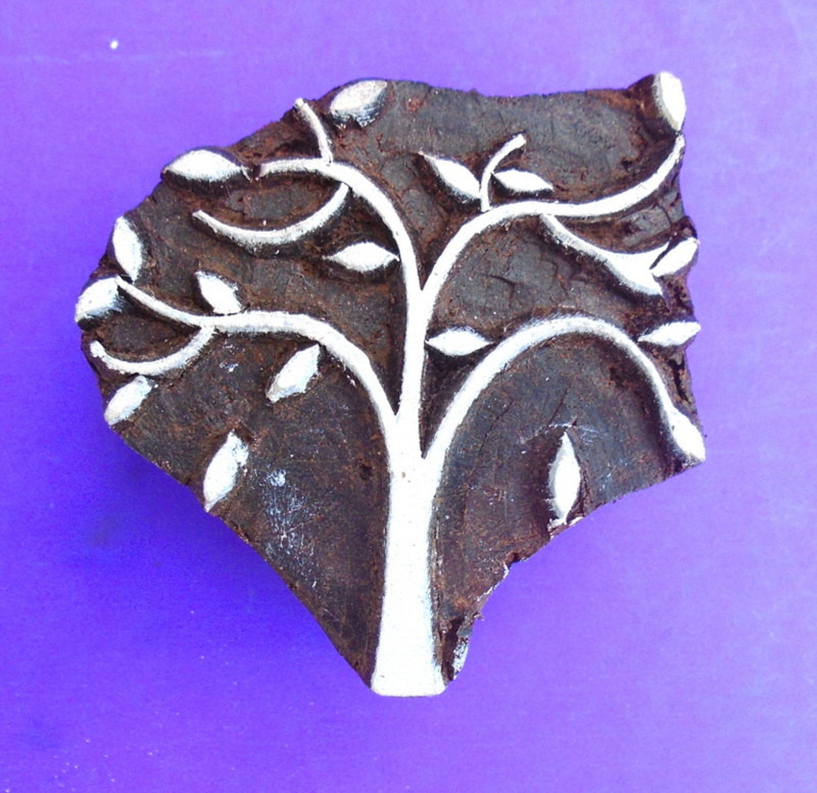 Wood Tree Hand Carved Pottery Clay Fabric Textile Stamp Indian Print ...