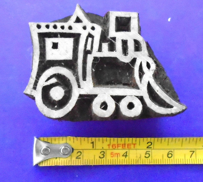 Train Hand Carved Wood Pottery Clay Fabric Textile Stamp - Etsy