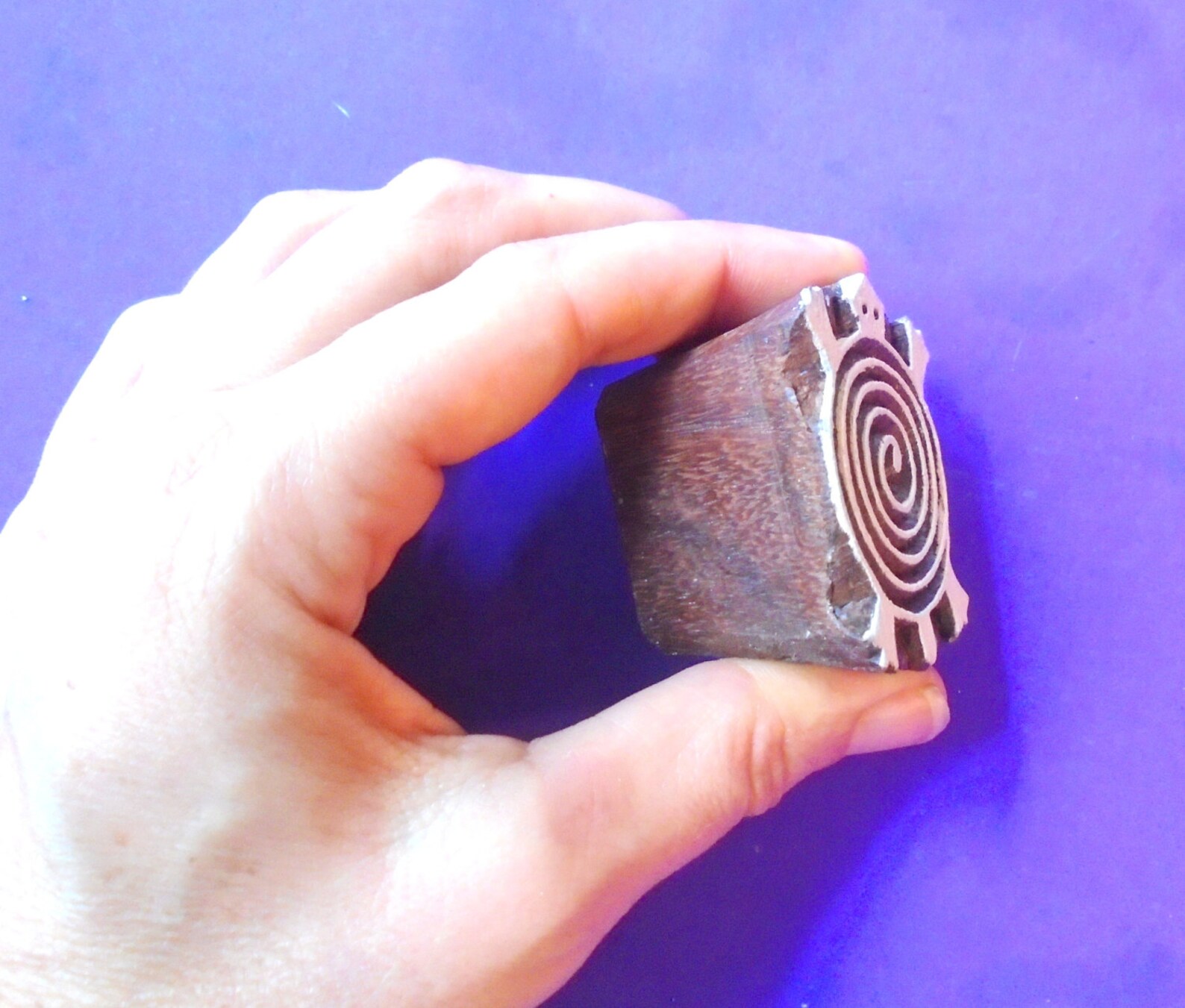 Native American Turtle Print Block Spiral Hand Carved Wood | Etsy