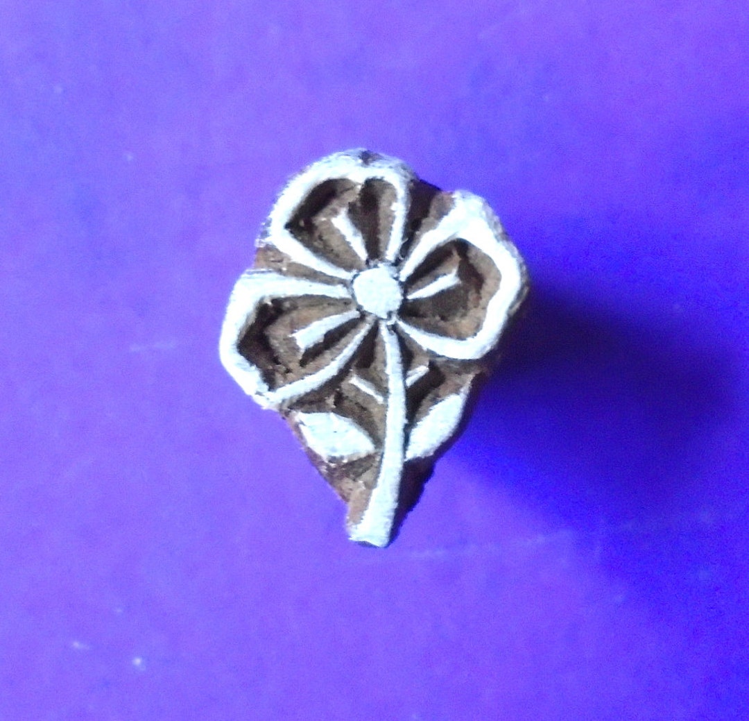 Small Flower Henna Stamp Hand Carved Wood Pottery Indian Printing Block ...
