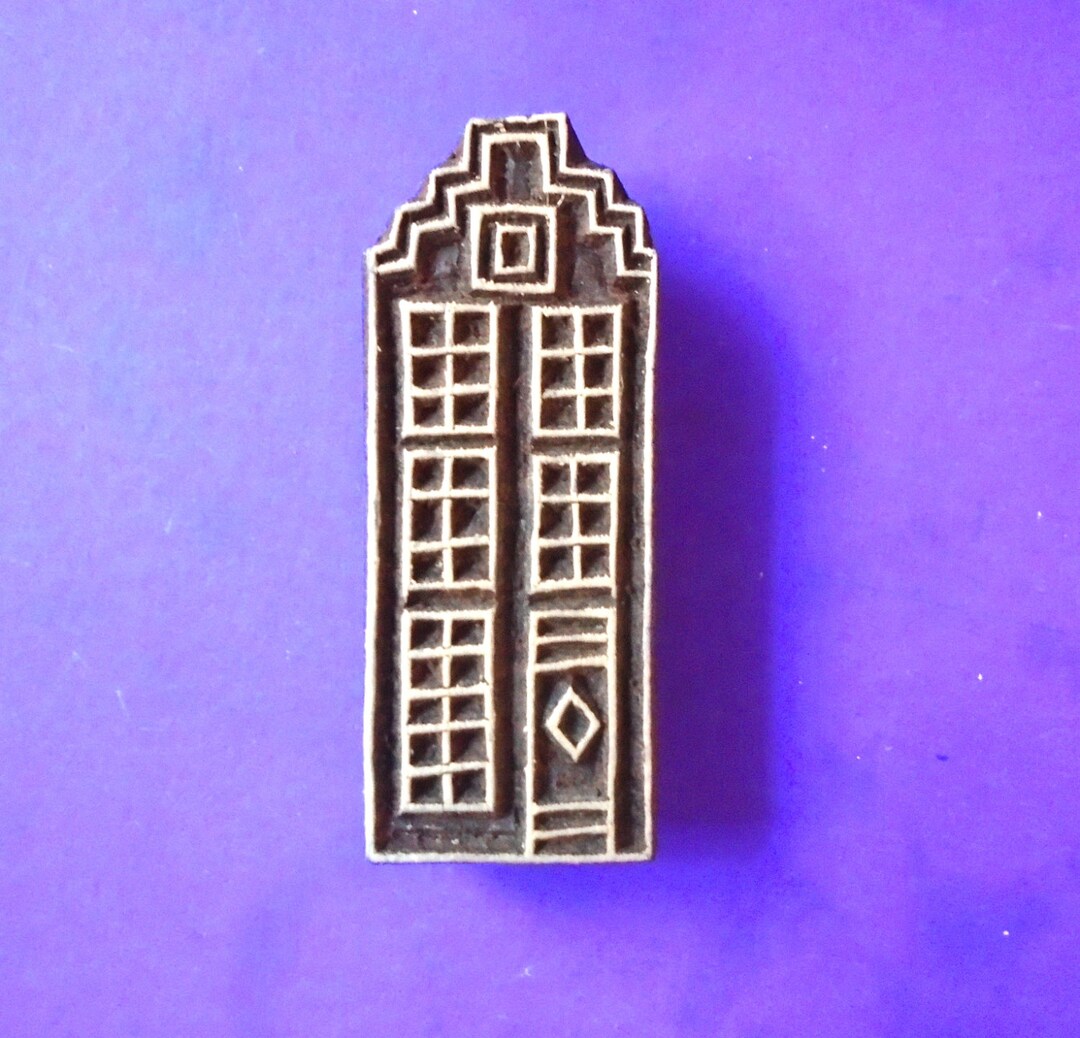 House Wood Stamp Building Hand Carved Indian Fabric Clay Print Block ...